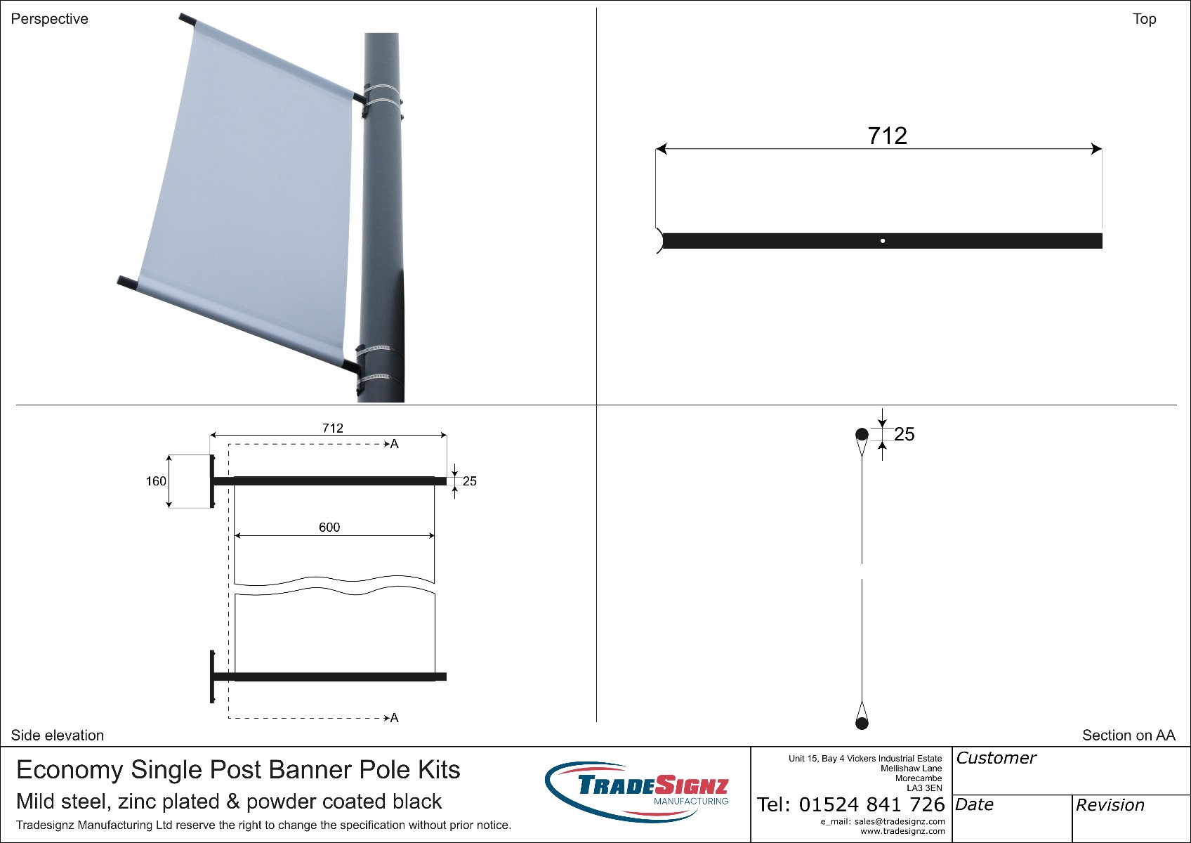 Economy Single Post Banner Pole Kit